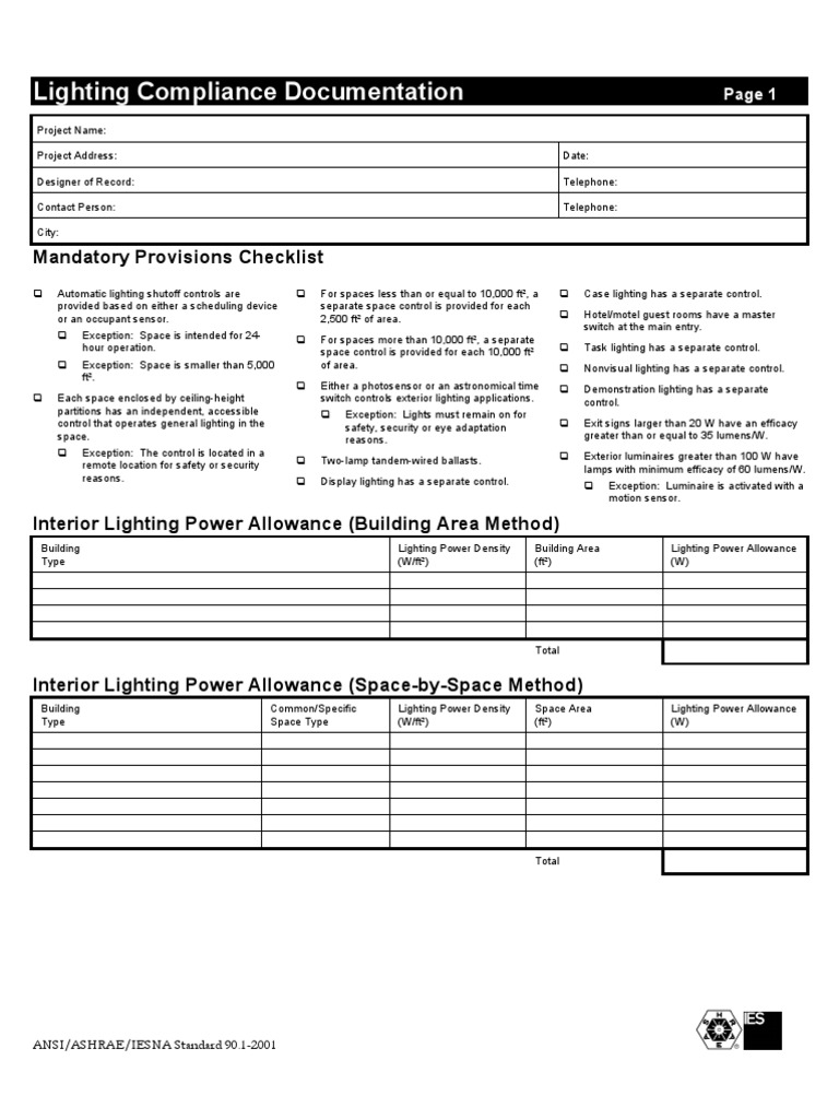09 Lighting Compliance Forms PDF | PDF | Lighting | Fluorescent Lamp