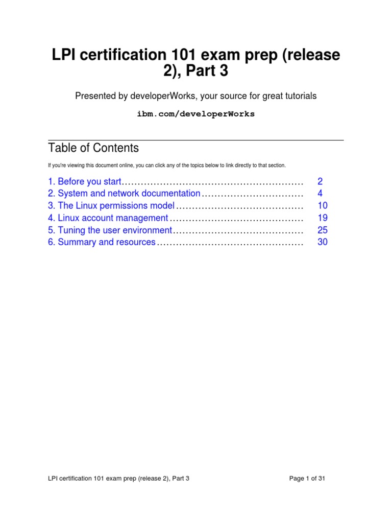 LPI Certification 101 Exam Prep (Release 2), Part 3 | PDF | Command ...