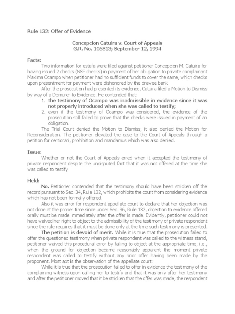 Catuira v. Court of Appeals | PDF | Testimony | Witness