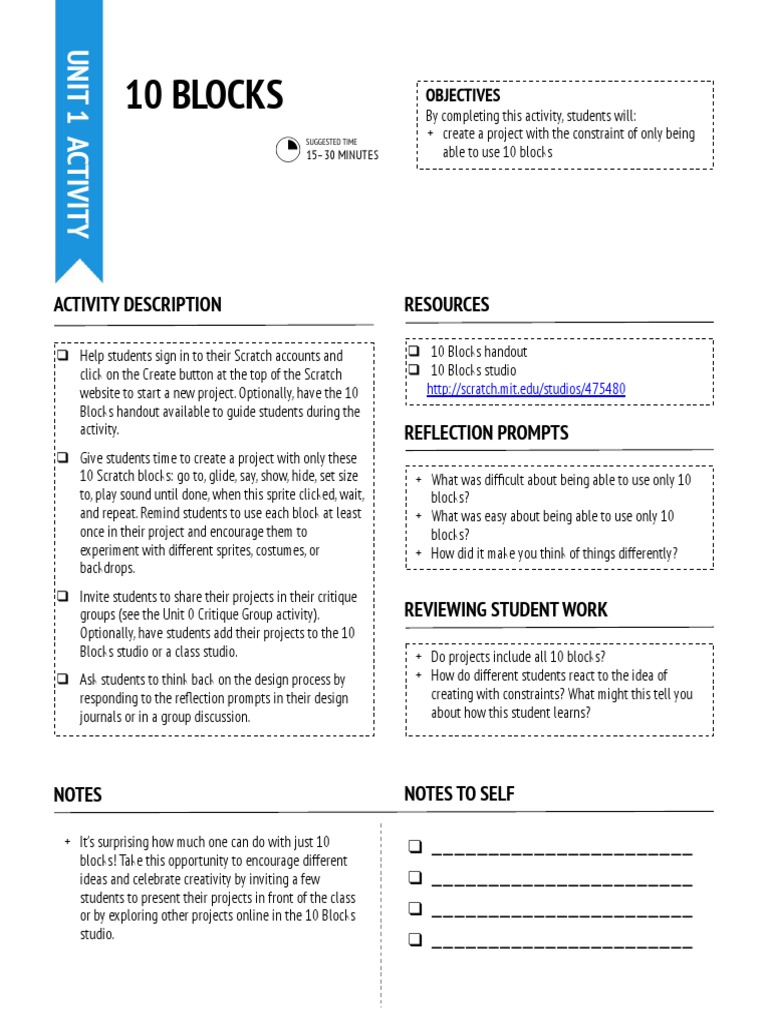 Create with 10 Scratch Blocks | PDF | Scratch (Programming Language ...