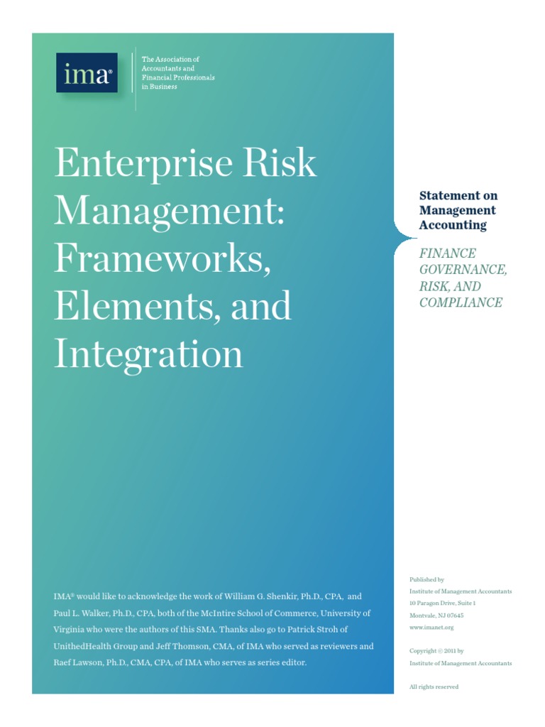 SMA - Enterprise Risk Management - Frameworks, Elements, and ...