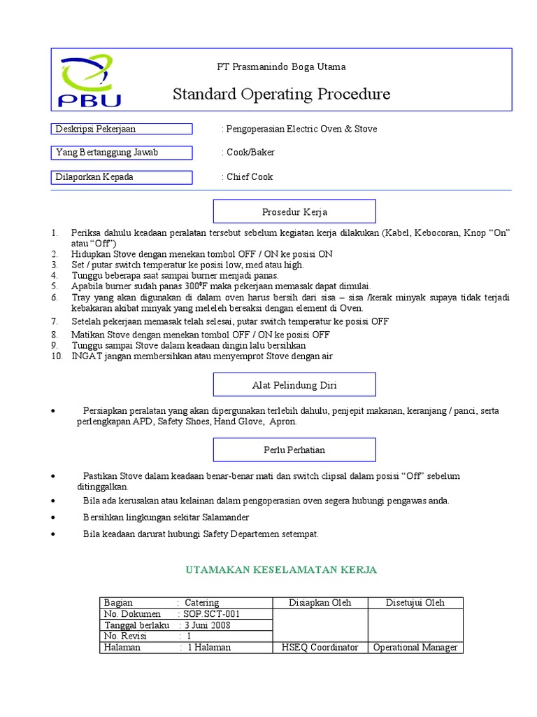 A. SOP Catering1 | PDF | Teknologi & Rekayasa