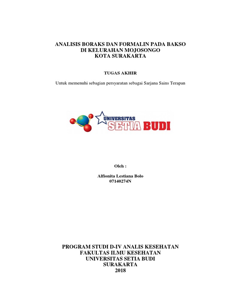 Analisis Boraks Dan Formalin Pada Bakso PDF | PDF | Sains & Matematika