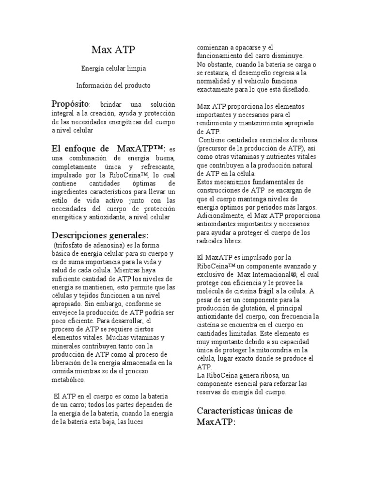 Max ATP Spanish | PDF | Trifosfato de adenosina | Antioxidante