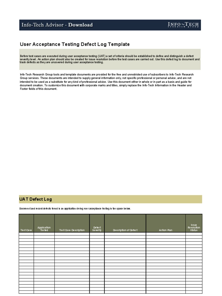 UAT Defect Log Template | PDF