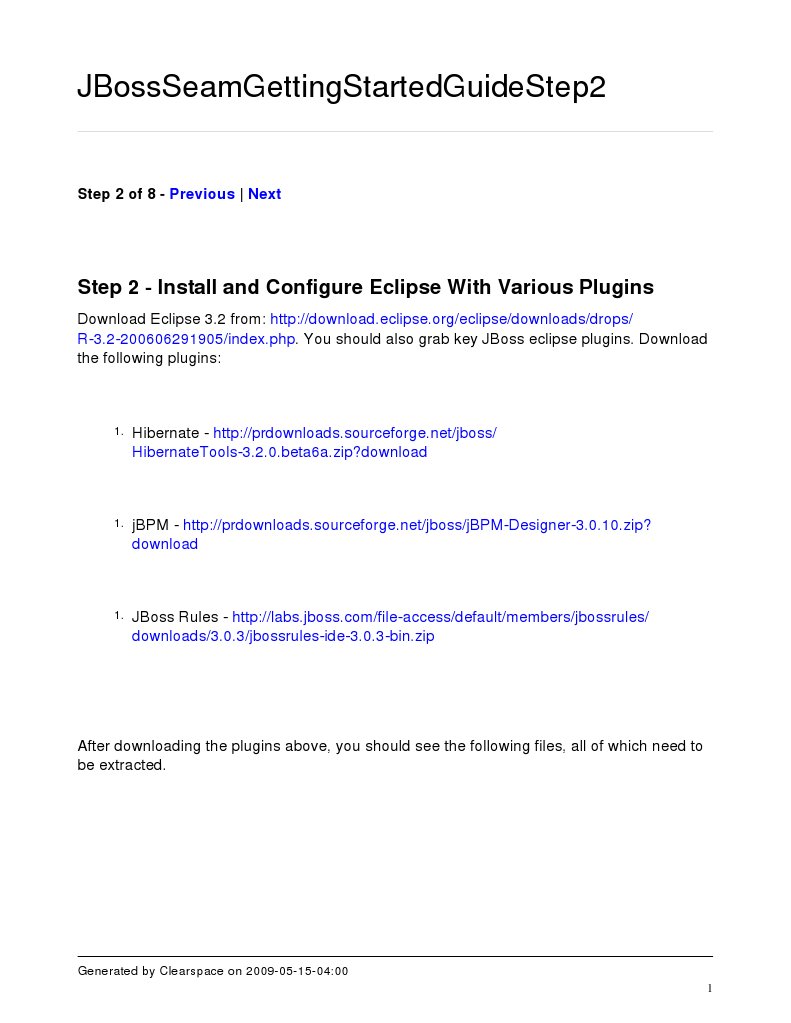 Jbossseamgettingstartedguidestep2: Step 2 - Install and Configure Eclipse With Various Plugins ...