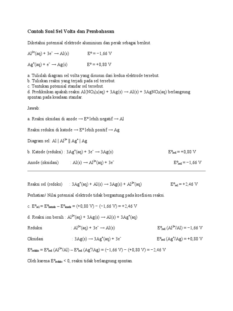 Soal & Pembahasan Sel Volta | PDF