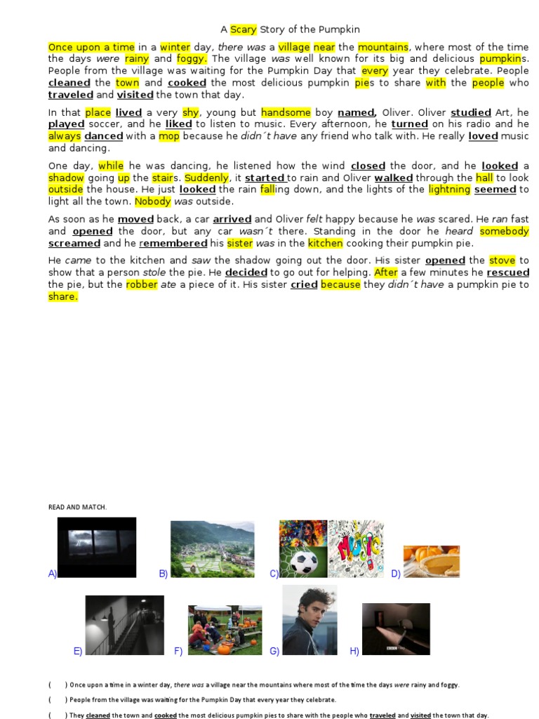 Regular Verbs Text Picture Stories Reading Comprehension Exercises ...