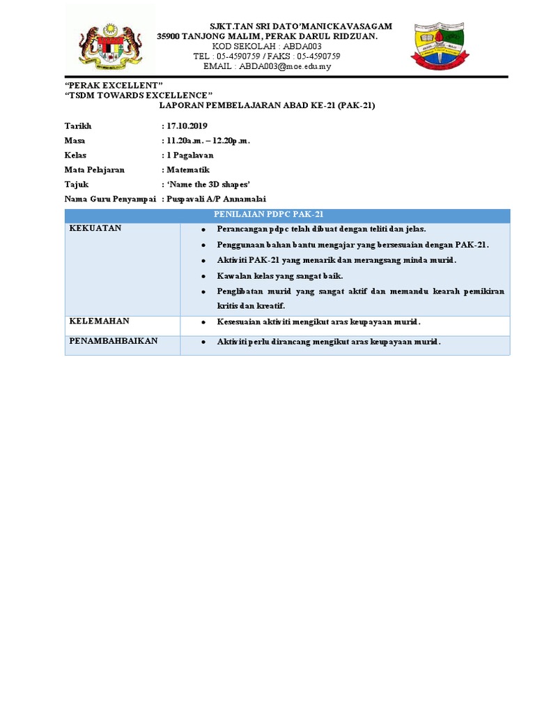 Contoh Laporan Lesson Study | PDF