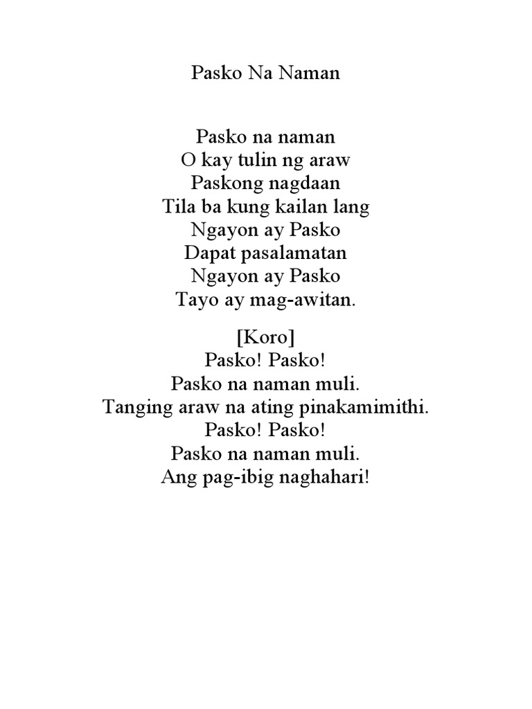CHRISTMAS SONGS Tagalog PDF