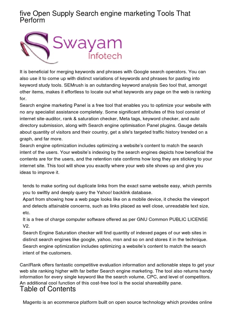 Top 5 Free SEO Tools for Effective Optimization | PDF | Career & Growth