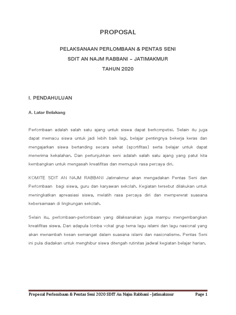 PROPOSAL Pentas Seni SDIT An Najm | PDF