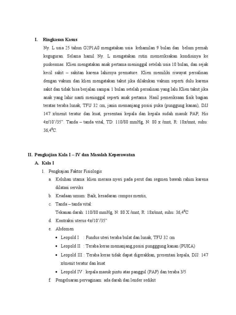 Contoh Kasus Askep Intranatal | PDF