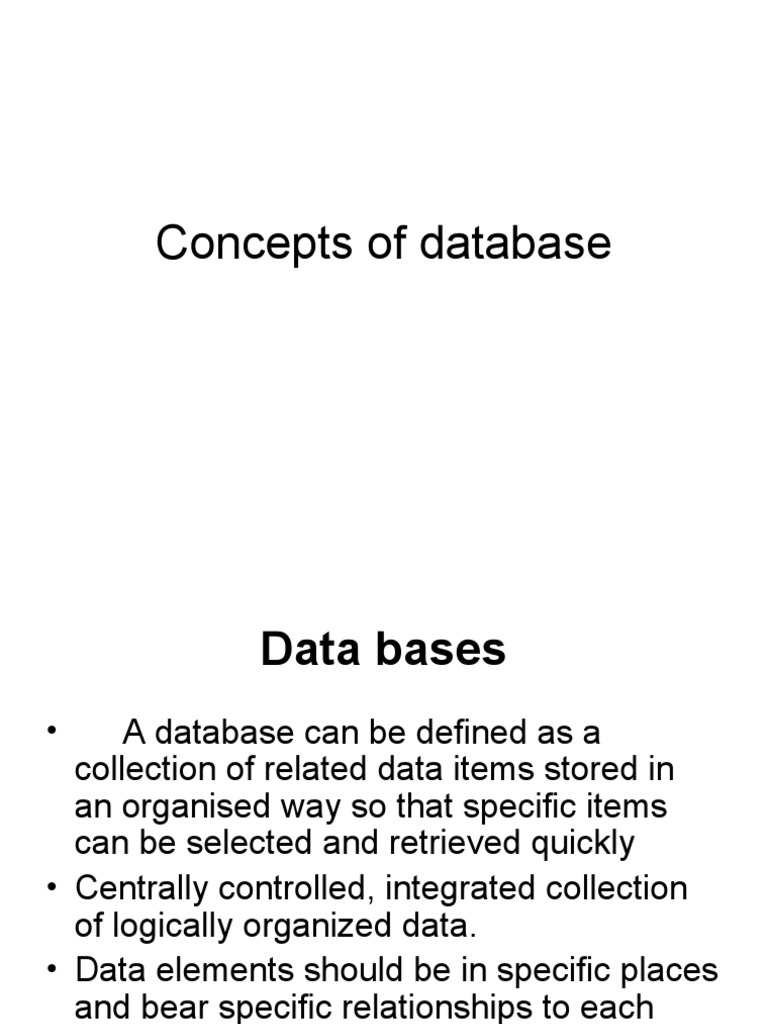 Concepts of Database