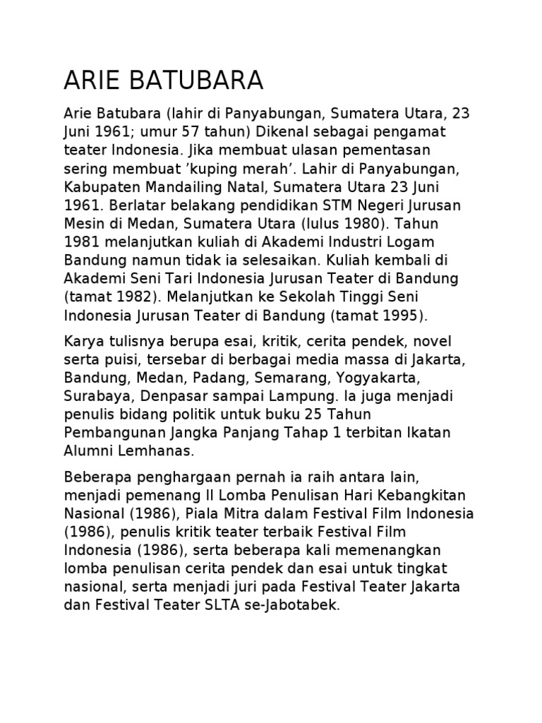 Arie Batubara | PDF | Seni