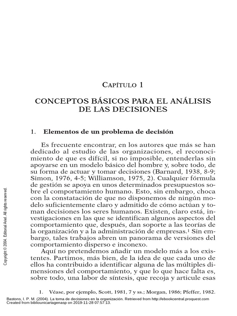 Capitulo de Libro Conceptos Basicos para El Analisis de Las Decisiones PDF | PDF | Racionalidad ...