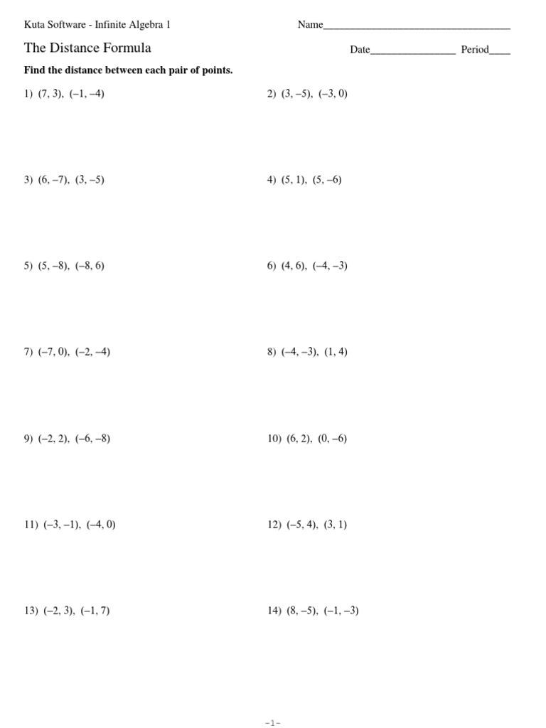Distance Formula PDF | PDF | Algebra | Teaching Mathematics