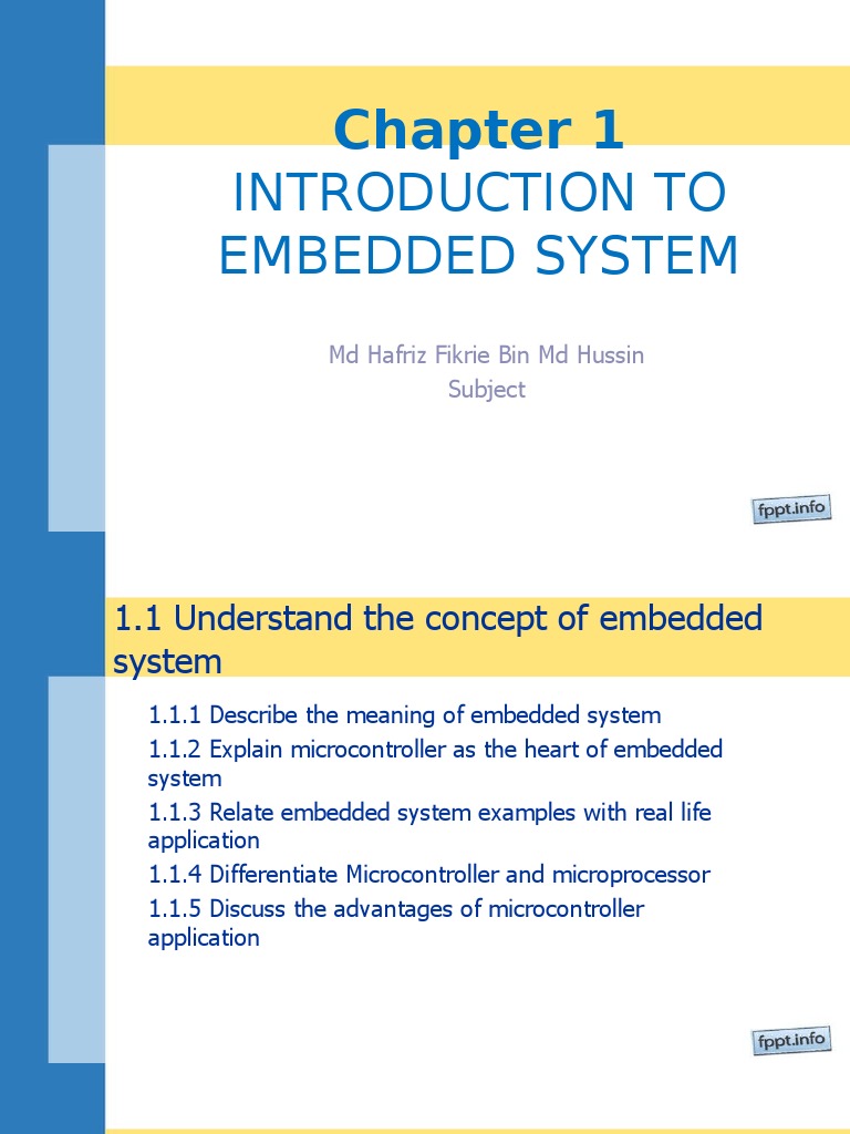Chapter 1 Introduction To Embedded Syste | PDF | Microcontroller | Embedded System