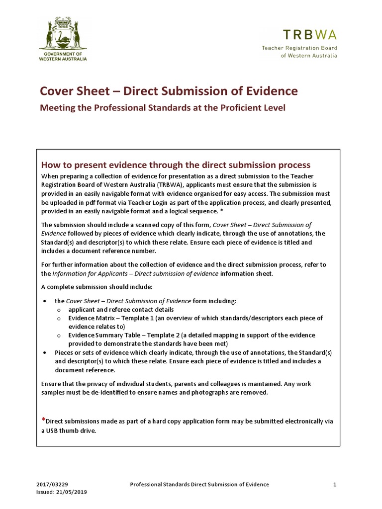 Full Registration Cover Sheet Direct Submission | PDF | Educational ...