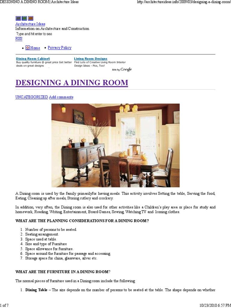 Designing A Dining Room | PDF | Tableware | Dining Room