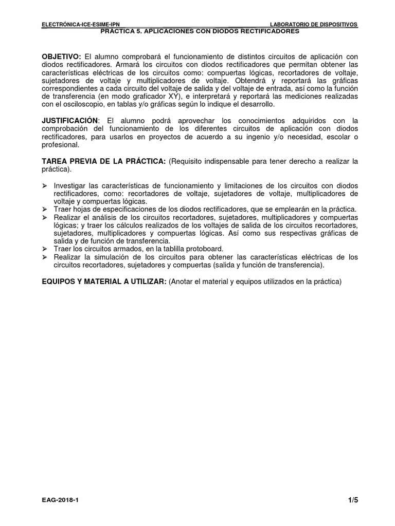 Prac5 Aplicaciones Con Diodos PDF | PDF | Rectificador | Diodo