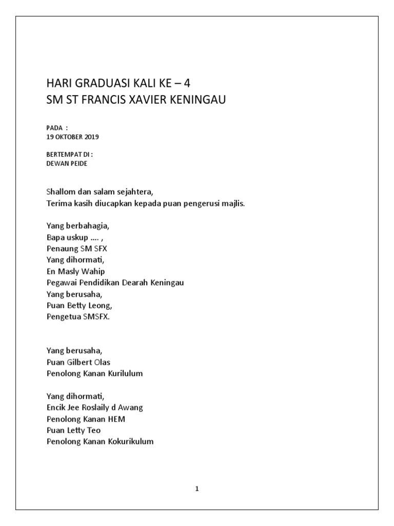 Ucapan Murid Graduasi | PDF