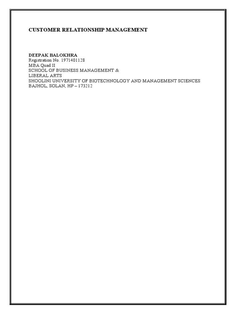 Understanding Customer Relationship Management | PDF | Customer ...