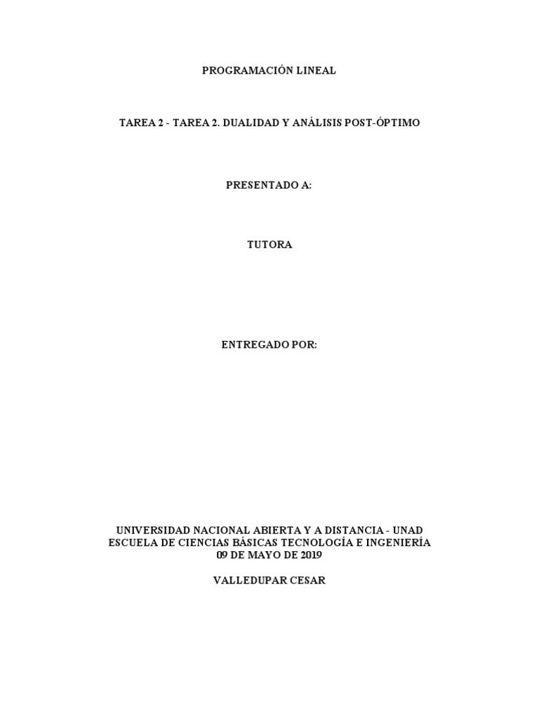 Dualidad y Análisis Post-Óptimo | PDF | Programación lineal | Optimización Matemática