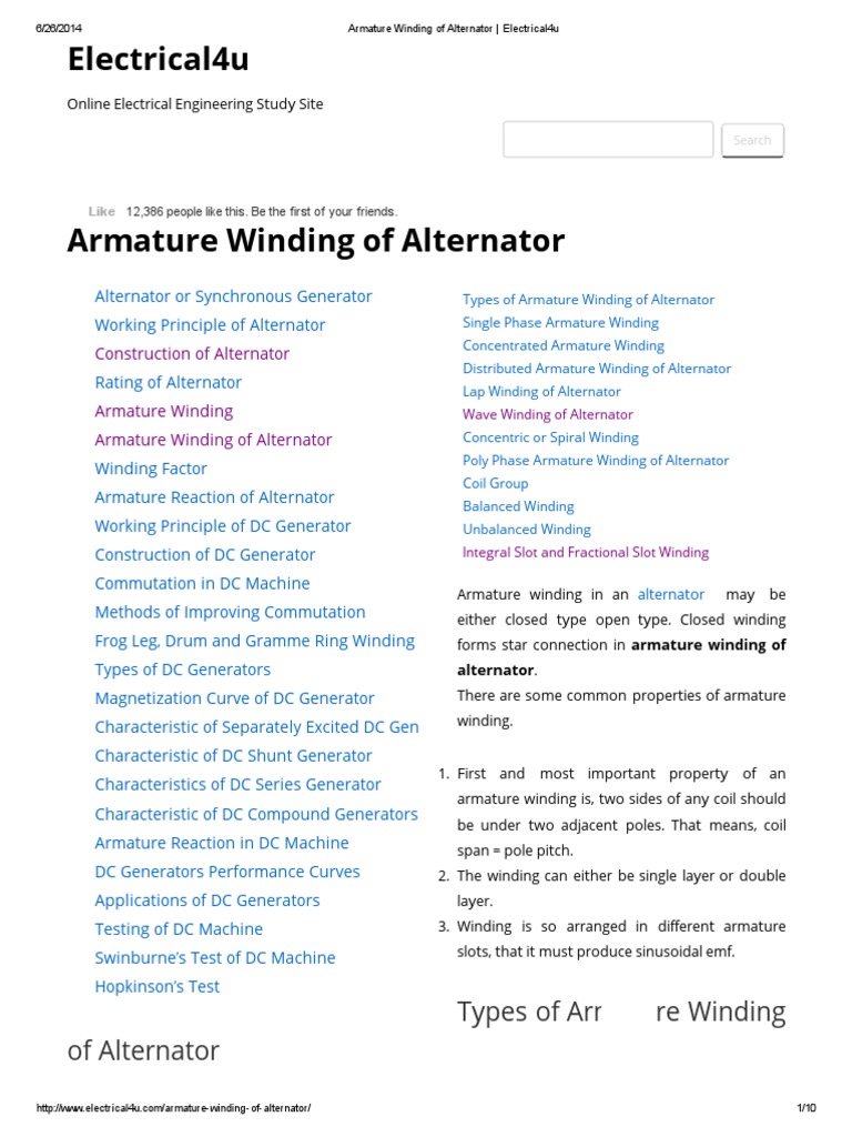Armature Winding of Alternator | PDF | Electric Generator | Components