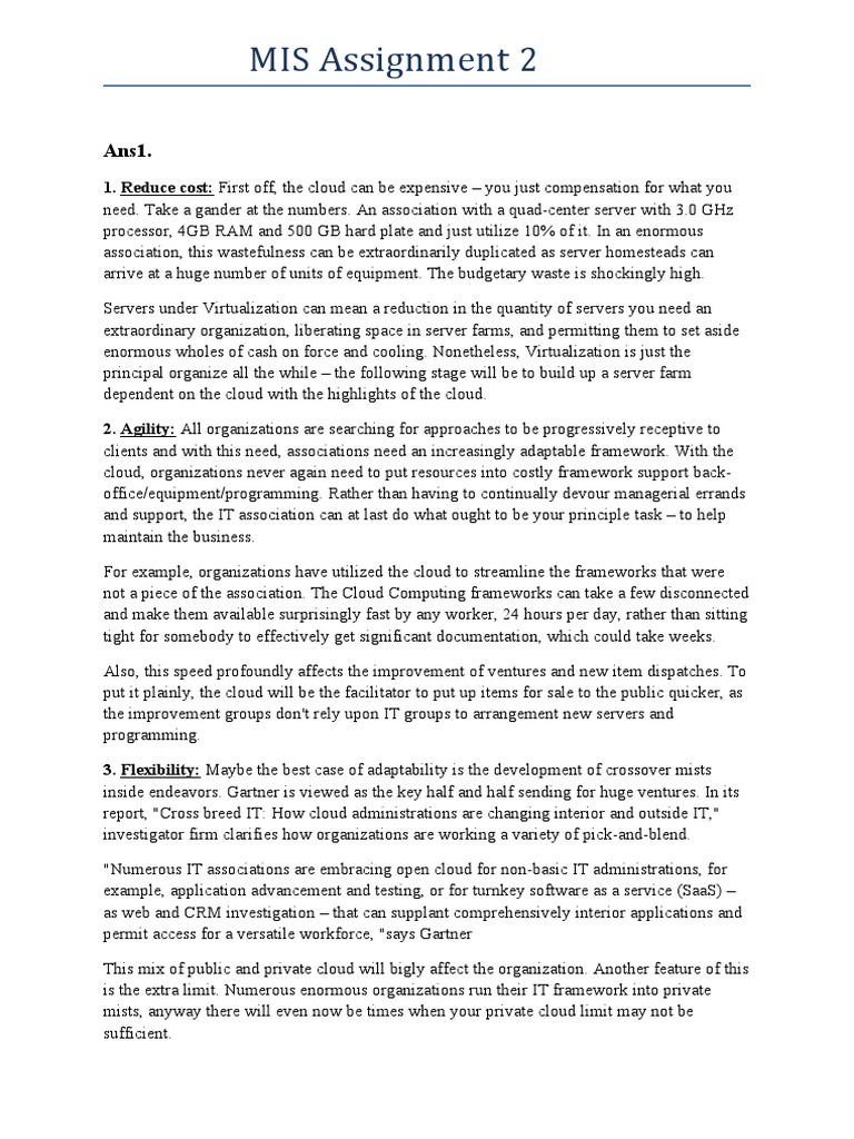 MIS Assignment 2 | PDF | Business Intelligence | Cloud Computing