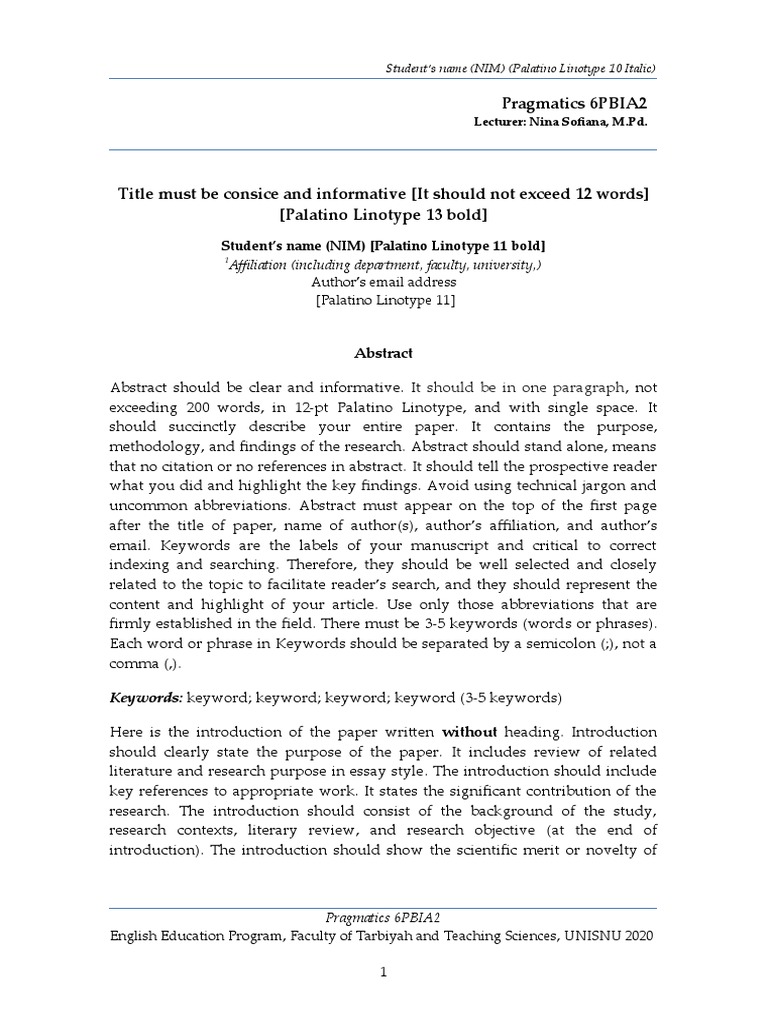 Pragmatics Report Writing Template | PDF | Paragraph | Search Engine ...