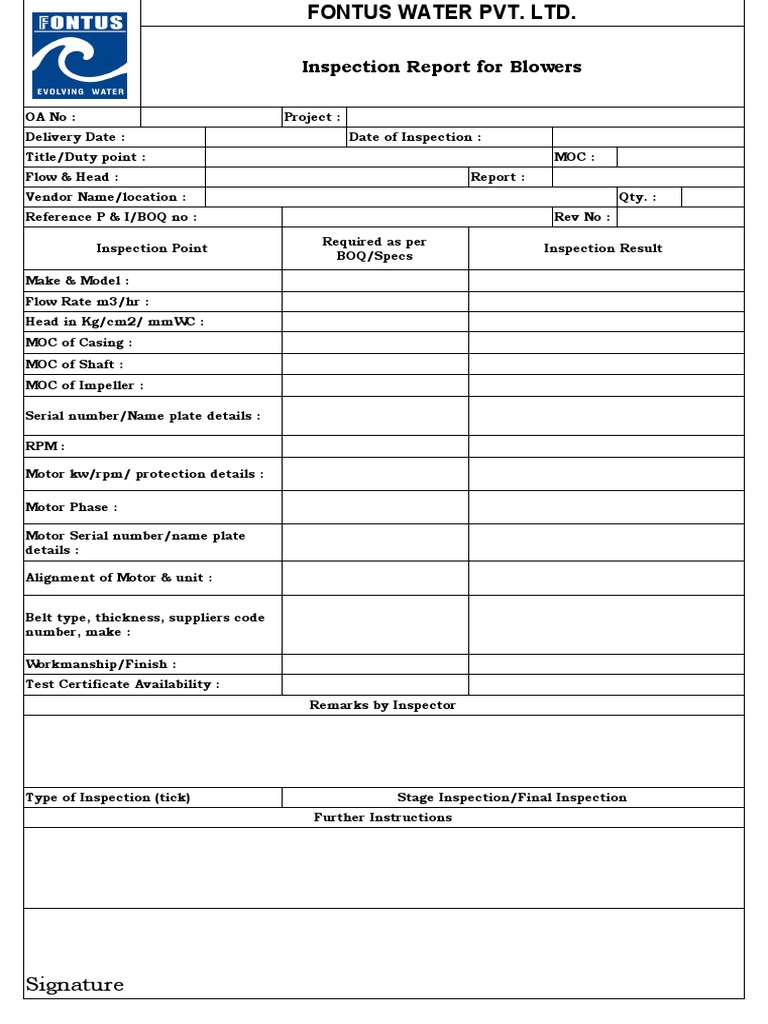 Inspection Report - Blowers | PDF