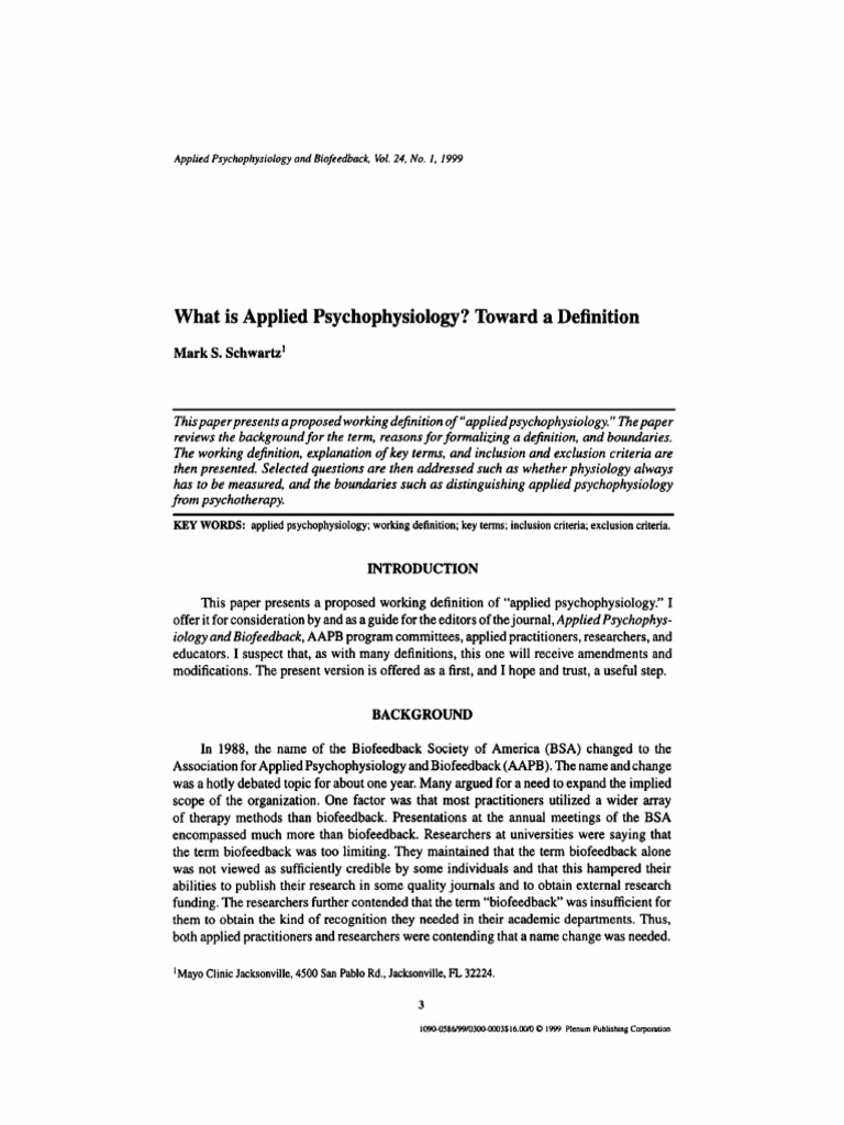 1) Schartz - 1999 - What Is Applied Psychophysiology-Toward A ...