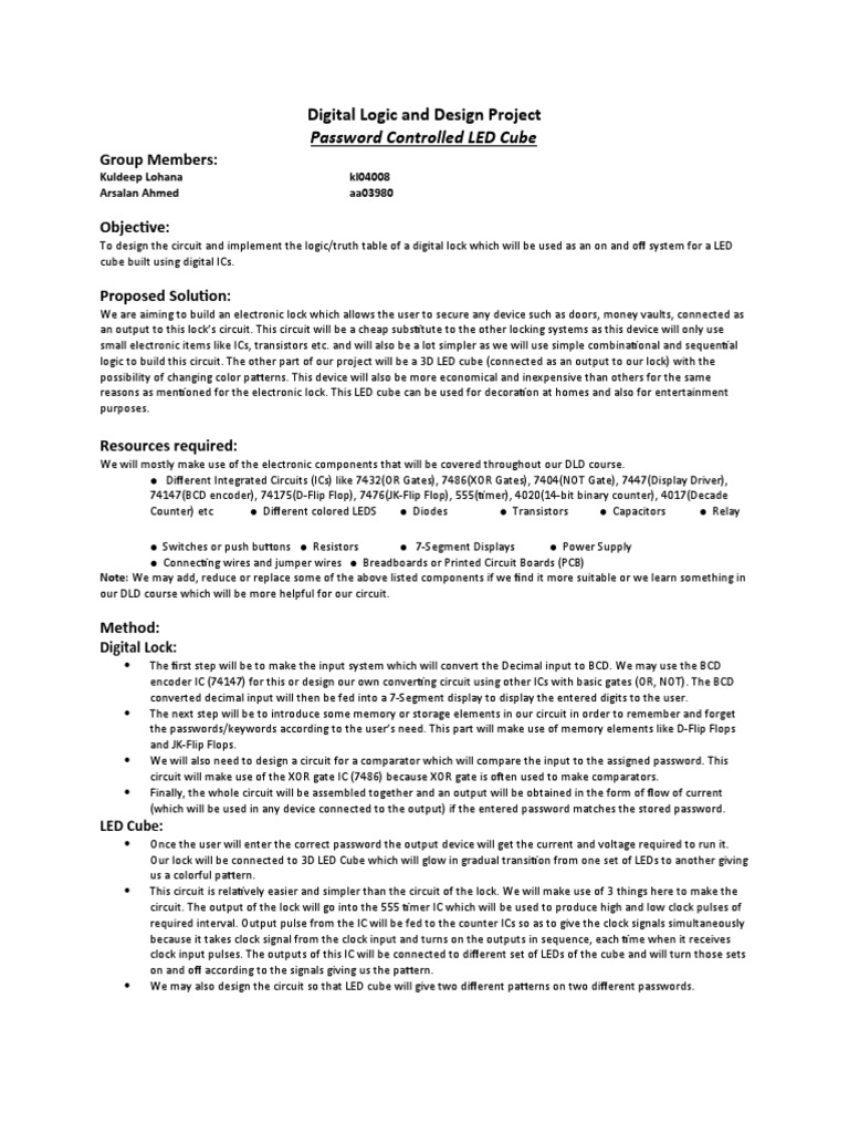 Digital Logic and Design Project | PDF | Electronic Circuits | Logic Gate