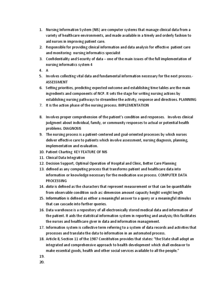 Nursing Information System Pdf Health Informatics Health Care