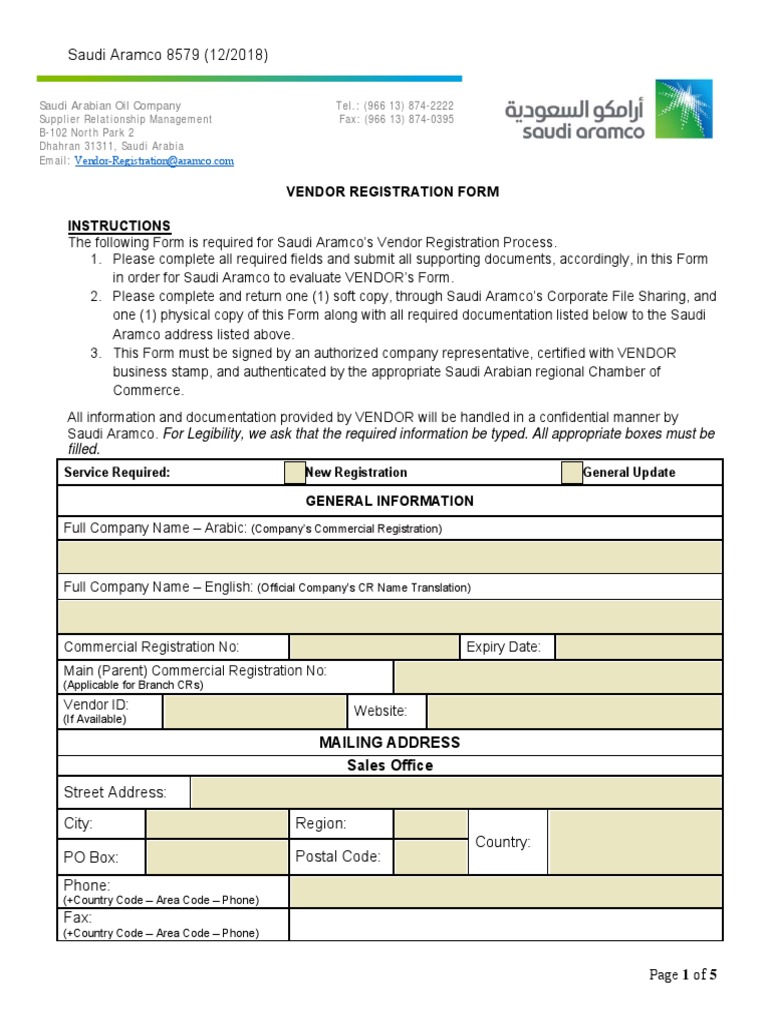 Saudi Aramco Vendor Registration Guide | PDF | Saudi Arabia ...