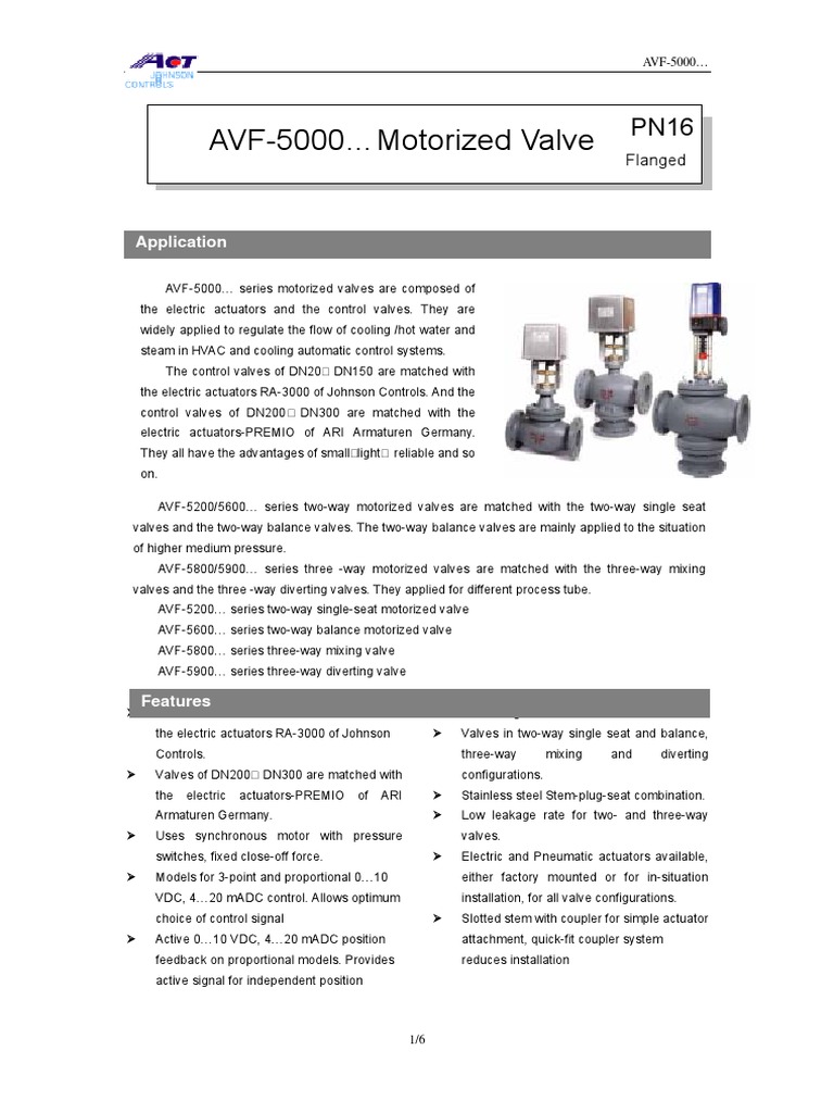 AVF Jhonson Controls | PDF | Valve | Electrical Wiring
