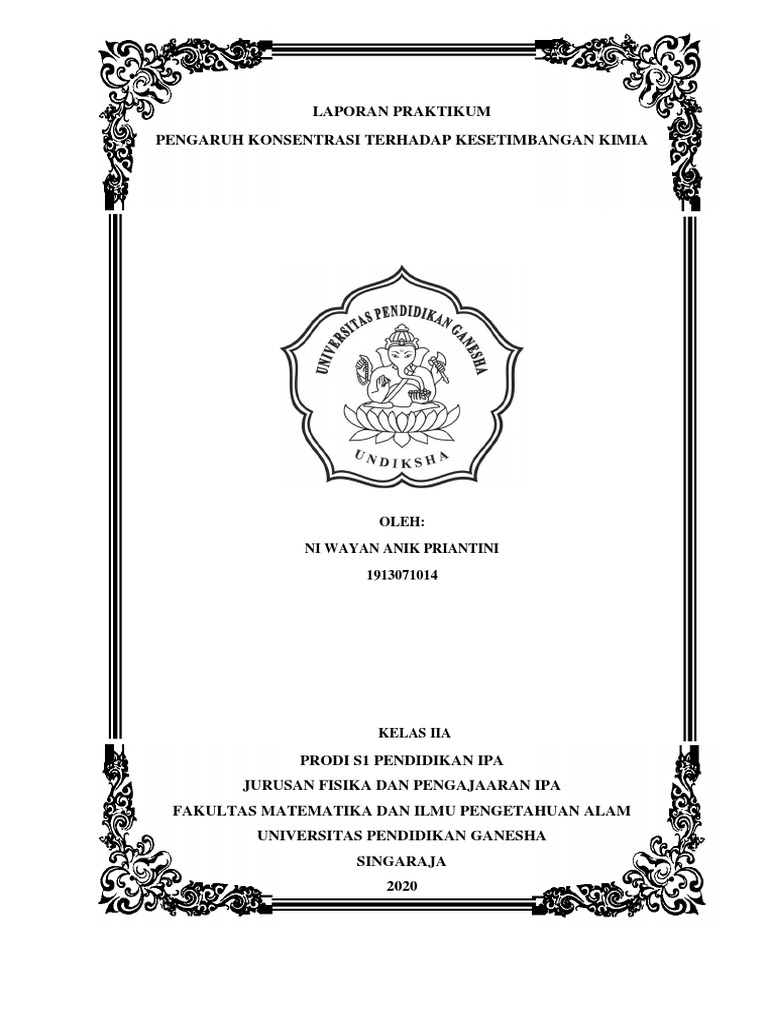 Laporan Praktikum Kesetimbangan Kimia | PDF