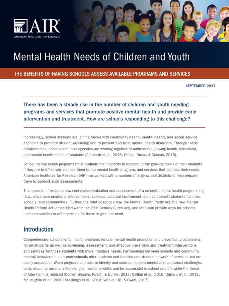 Mental Health Needs Assessment Brief September 2017 | PDF | Mental ...