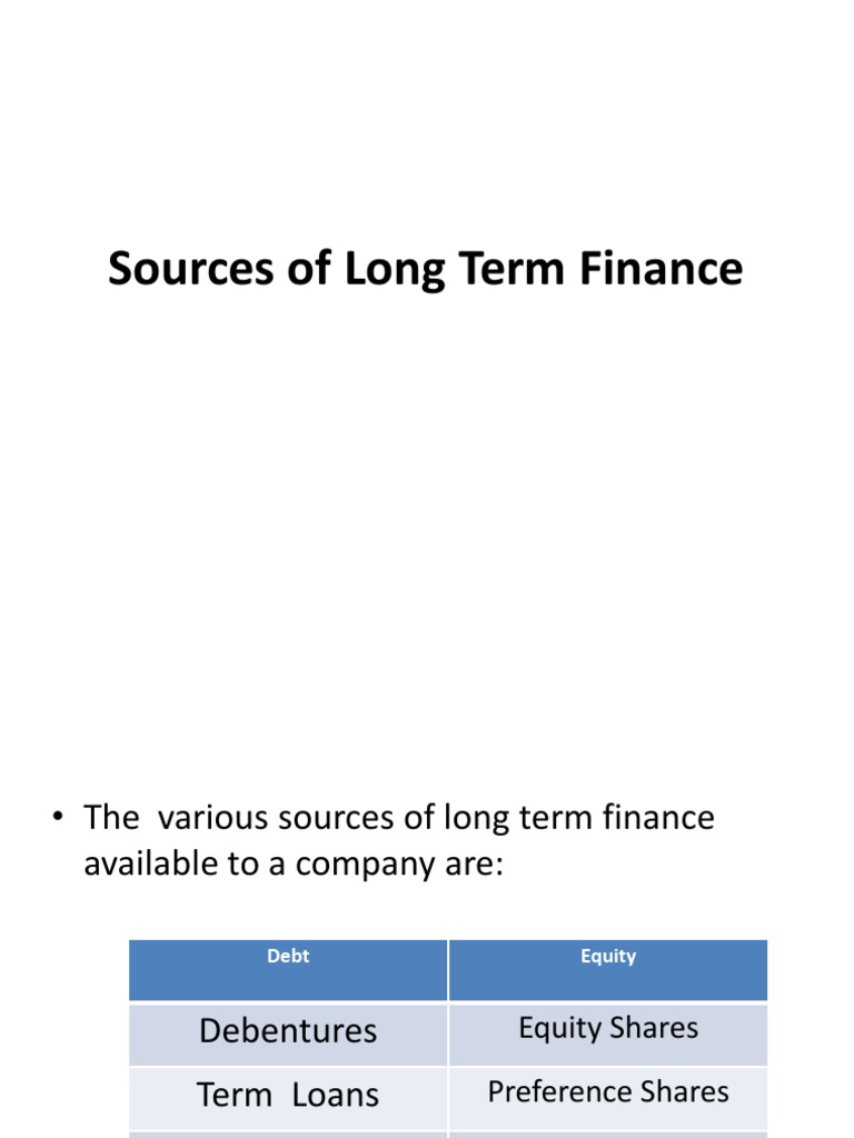 Sources of Long Term Finance Explained | PDF | Debenture | Preferred Stock