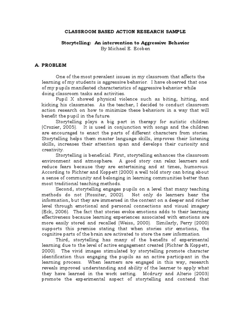 Classroom Based Action Research Sample | Download Free PDF ...