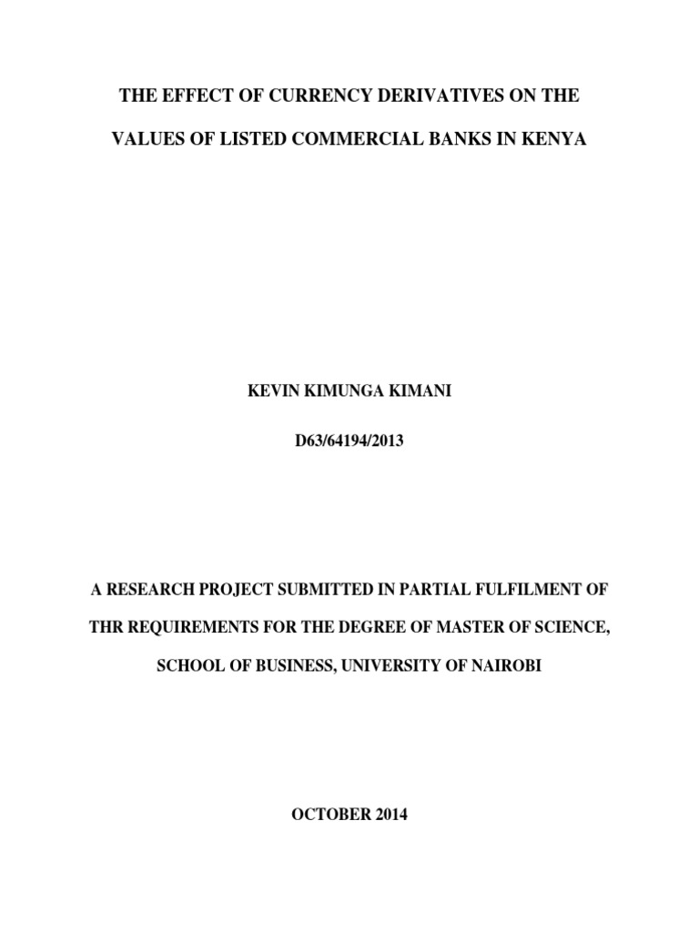 KEVIN KIMUNGA KIMANI - MSC FINANCE RESEARCH PROJECT | PDF | Derivative (Finance) | Swap (Finance)