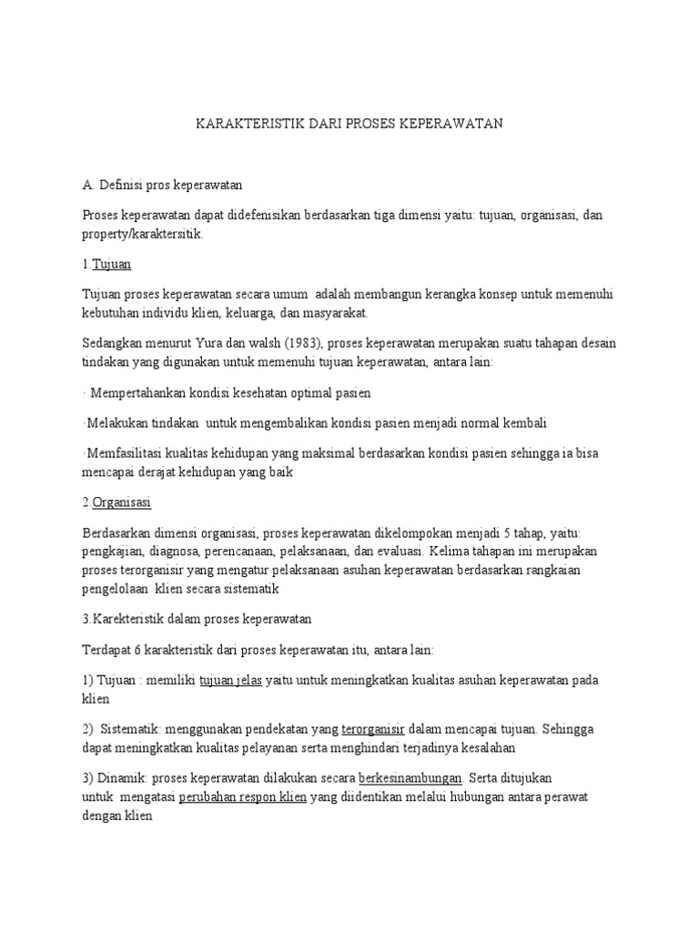 Karakteristik Dari Proses Keperawatan | PDF | Karier & Perkembangan | Pengembangan Diri