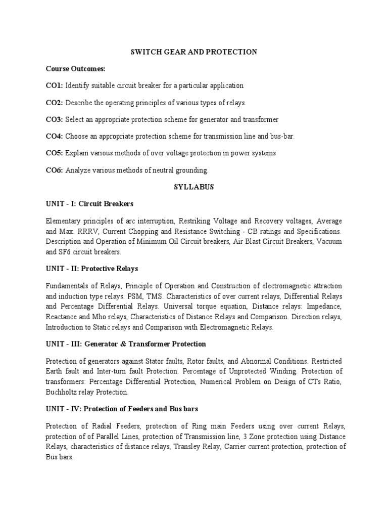 SGP Syllabus | PDF | Relay | Transformer