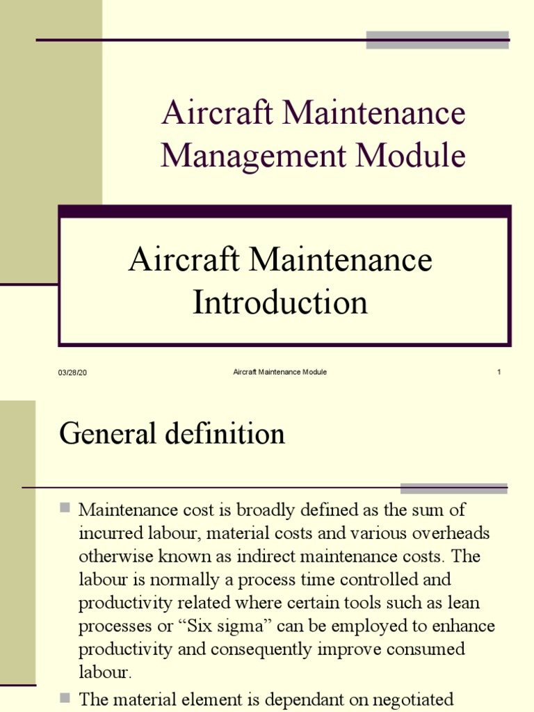 Chap 1 Aircraft Maintenance Introduction | PDF | Reliability ...