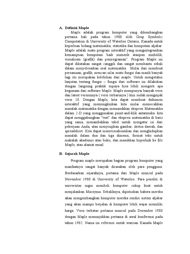 Pengenalan MAPLE | PDF | Metode & Bahan Ajar | Komputer