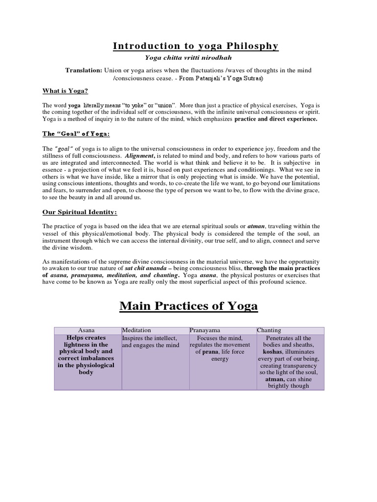 Introduction To Yoga Philosphy PDF | PDF | Asana | Yoga
