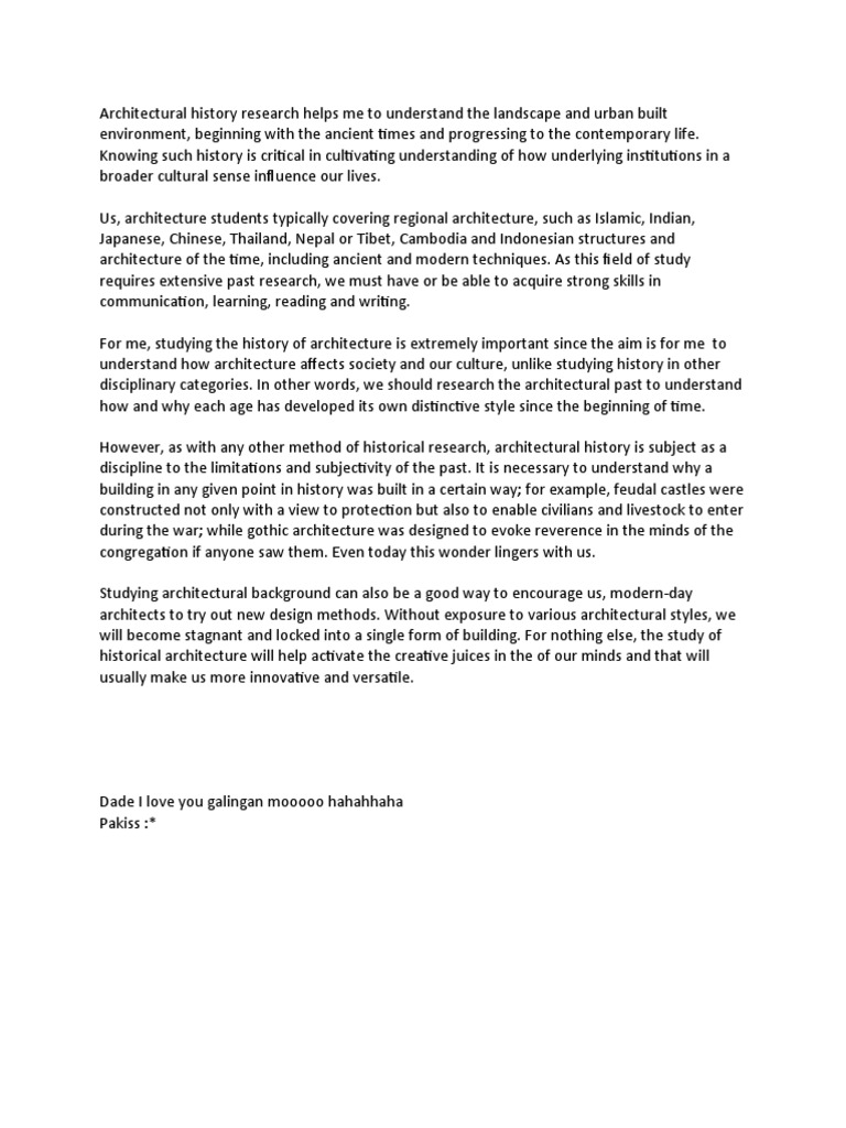 Architectural History Reflection Paper Sample | PDF