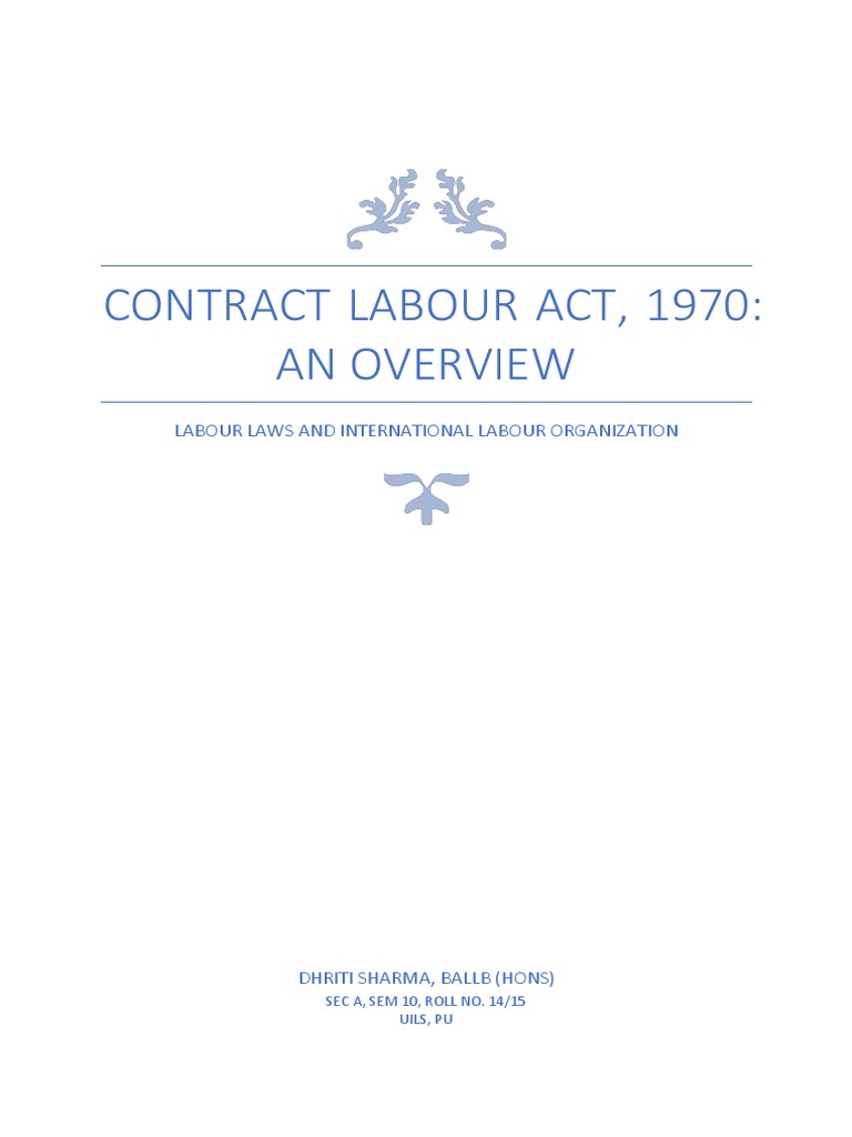 Contract Labour Act Overview | PDF | Independent Contractor | Employment