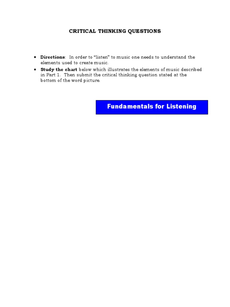 Critical Thinking Questions | PDF | Harmony | Musical Compositions